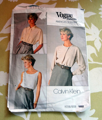 Vogue Vintage Sewing Pattern 1860 Calvin Klein American Designer Size ...