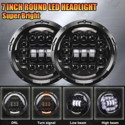 2X Fits 2006 2007 2008 2009 2010 Hummer H3 7" LED orbicular Headlights ...
