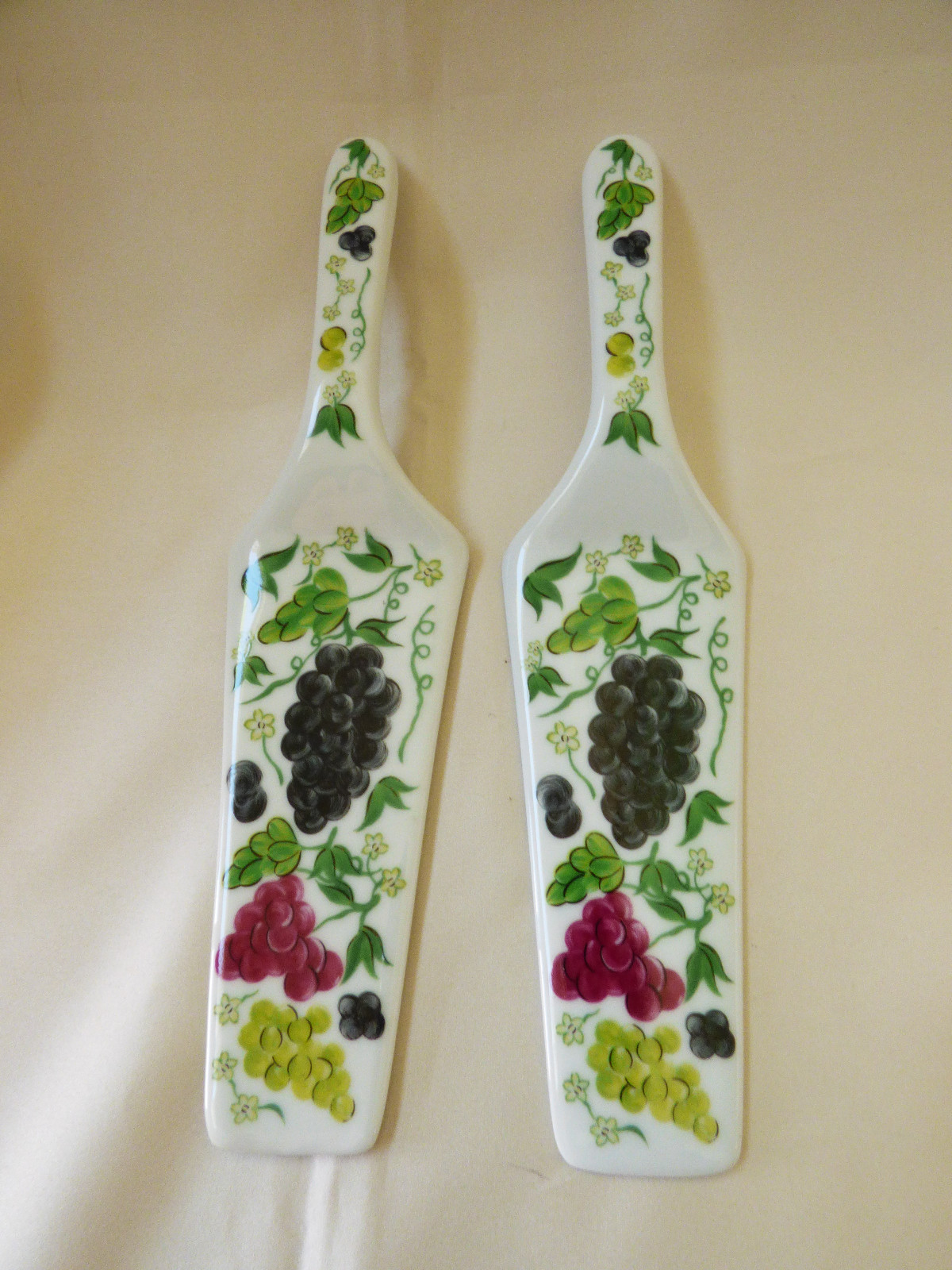 VTG Set of 2 porcelain pie cake server grape pained pattern | eBay