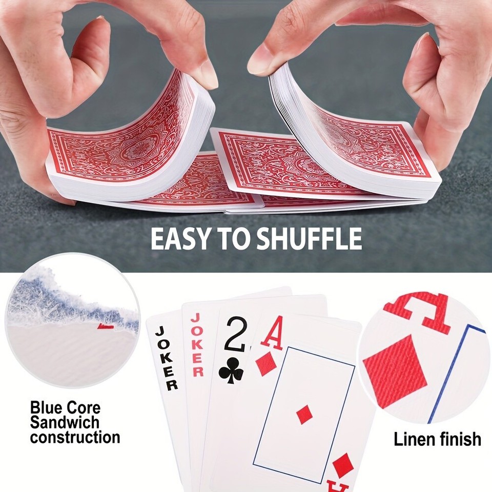 LotFancy Playing Cards Jumbo Index 12 Decks of Cards Poker Size 6 Red 6 ...
