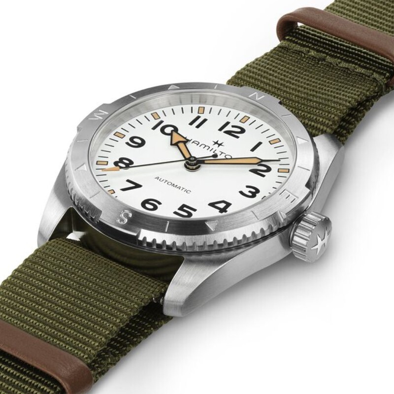New Hamilton Khaki Field Expedition 37mm Green Textile Men's Watch ...