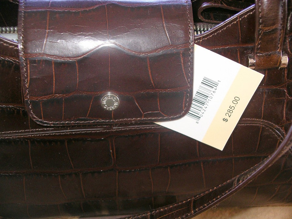 New Monsac Brown Leather Faux Croc Shoulder SM Satchel Bag | eBay