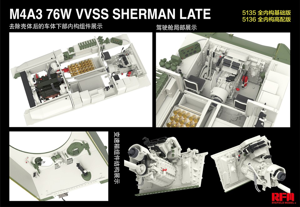 RYEFIELD MODEL RFM RM-5135 1/35 M4A3 76W VVSS Sherman Late w/Full ...