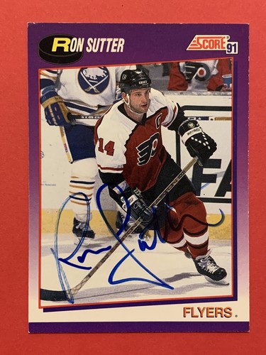 RON SUTTER Signed 1991-92 Score #298 Flyers Blues Bruins Flames ...