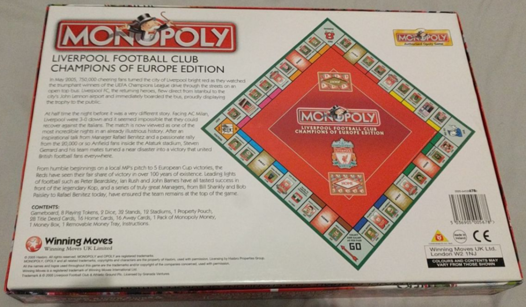 Monopoly Liverpool FC Champions of Europe Edition (2005) - RARE LIMITED ...