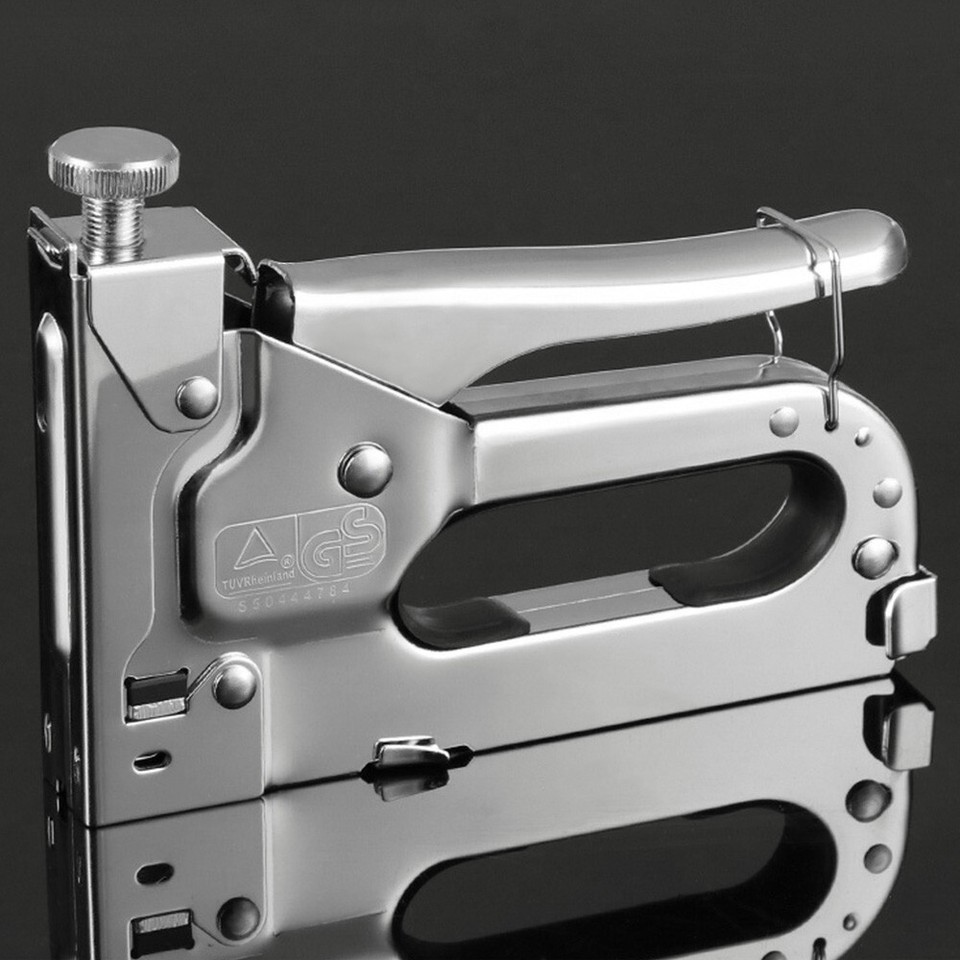 Heavy Duty 3 in 1 Hand Staple Gun Tacker Chromed with 600 Staples Tool ...