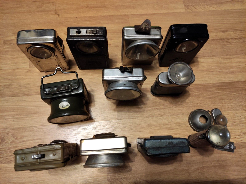 LOT OF 11 VINTAGE POCKET FLASHLIGHT SIGNAL TORCH LIGHT LAMP LANTERN ...