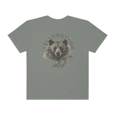 TC Grey Yellowstone Bear Unisex Garment-Dyed T-shirt | eBay