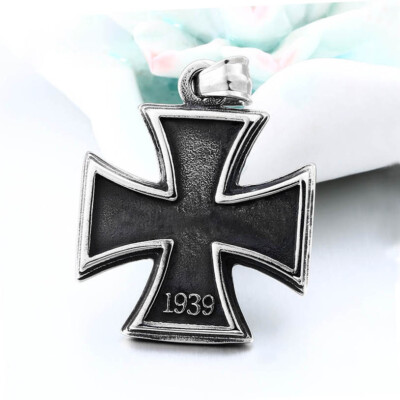 Mens Stainless Steel 1813 1939 WW2 German Iron Cross Pendant Necklace ...