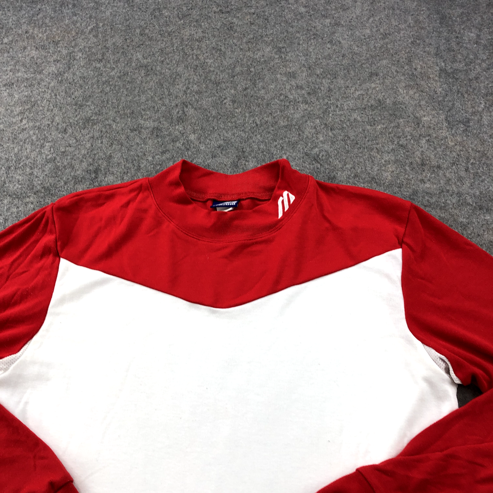 Mizuno Shirt Men Large Red White Long Sleeve Baseball Warm Up Baselayer ...