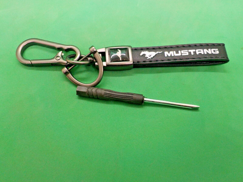 ford Mustang Leather Keychain Car Key Chain Ring black | eBay