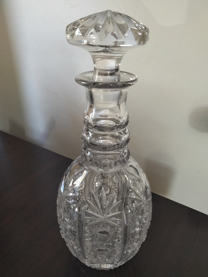 Vintage Crystal Decanter brilliant Cut Glass Ring Neck | eBay