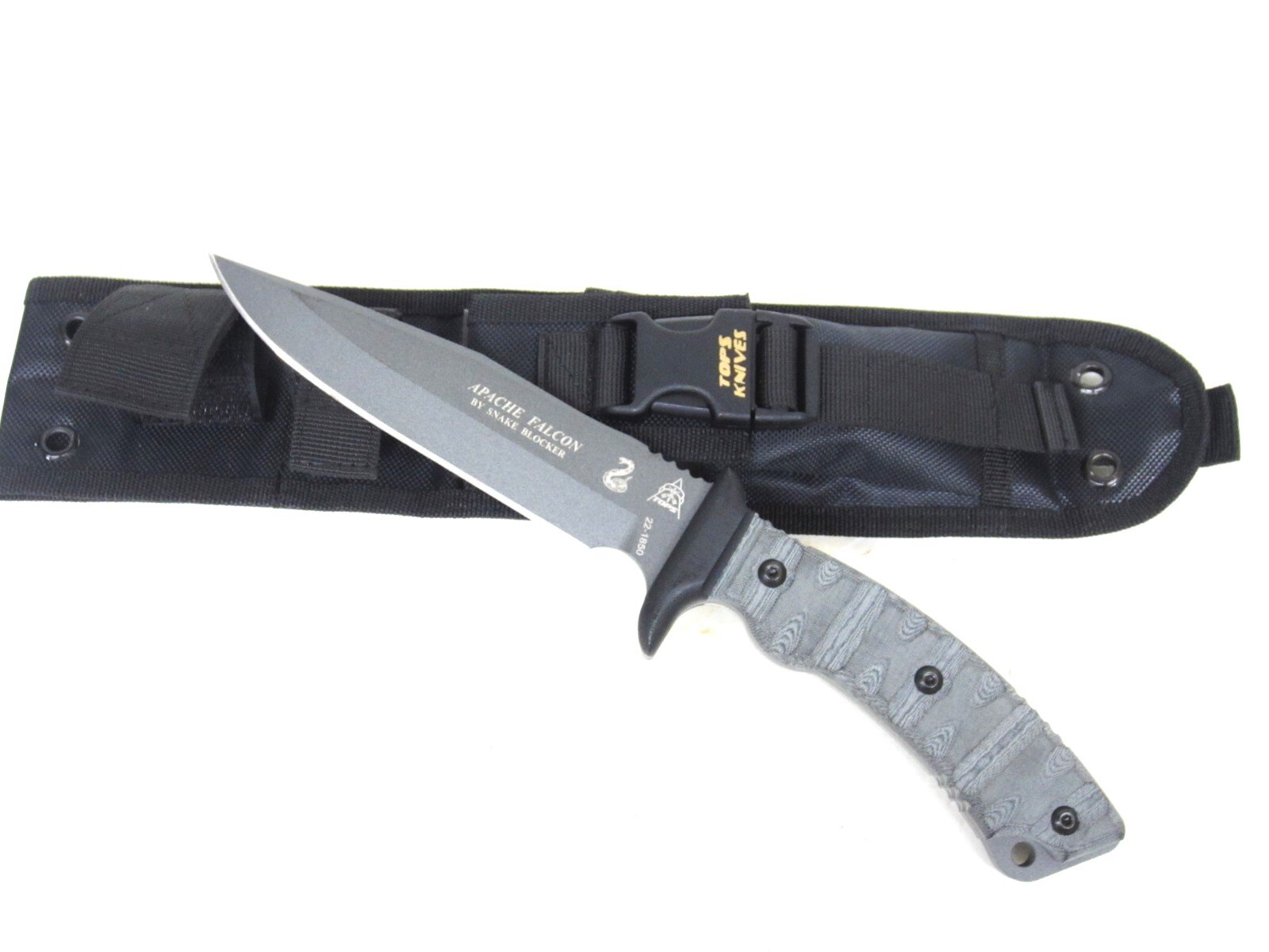 TOPS Apache Falcon 6.25" 1095HC Black Micarta Fixed Knife w/Sheath | eBay