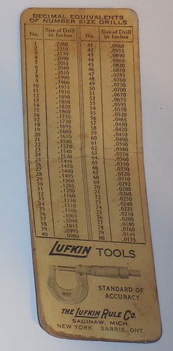 1 Lufkin Tools Standard Of Accuracy Decimal Equivalents Number size ...