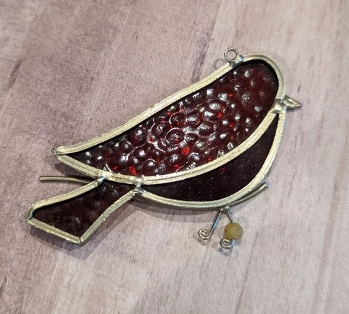 Stained Glass Art Sun Catcher Red Song Bird Window Hanger | eBay