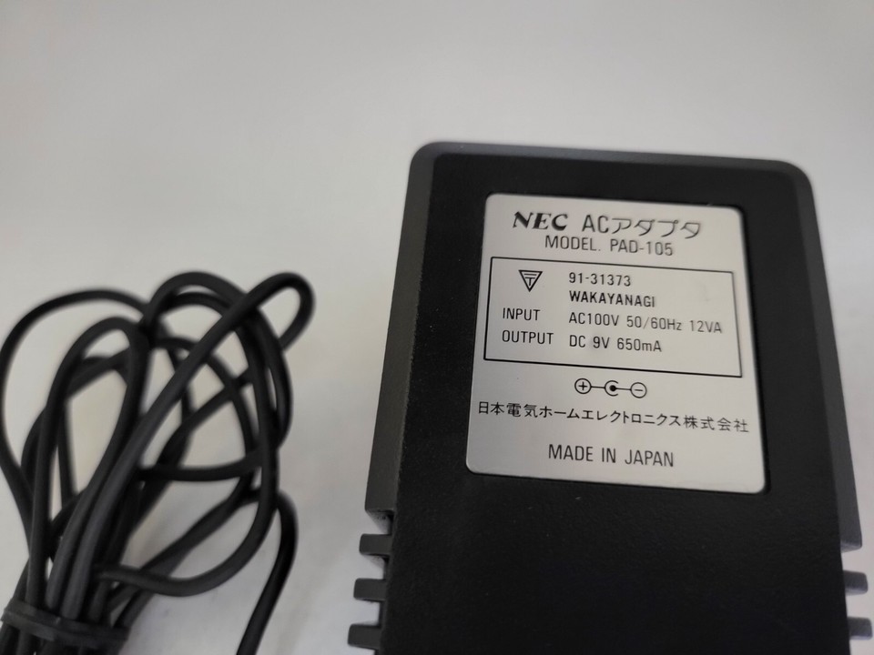 NEW Official NEC PC Engine Ac power adapter Model # PAD-105 DC 9V 650mA ...
