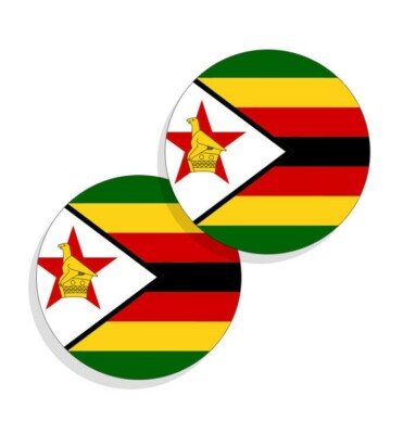 Zimbabwe Flag Stickers Flag Decals Round Indoor Outdoor 4 Circles ...