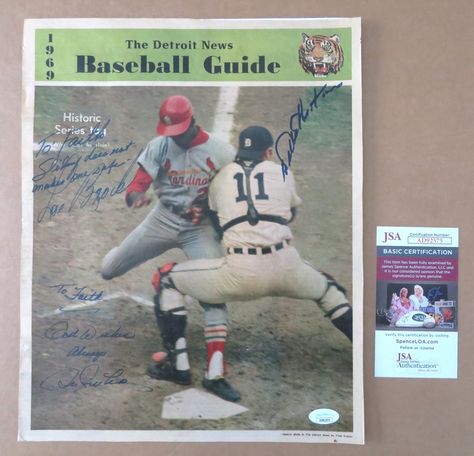 1968 World Series Tigers Bill Freehan Lou Brock Classic Signed 11x14 ...