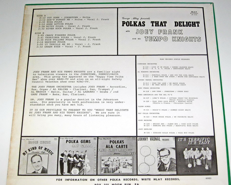 SEALED JOEY FRANK BAND POLKA LP "DELIGHT" FANTASTIC PITTSBURGH STYLE ...
