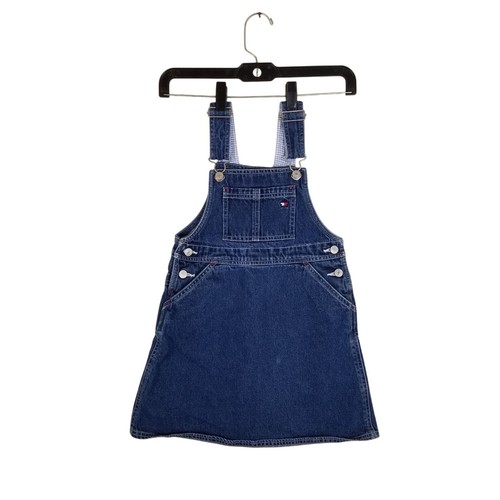 Tommy Hilfiger Girls Denim Jumper Dress Size 6 Blue Cotton Overalls ...
