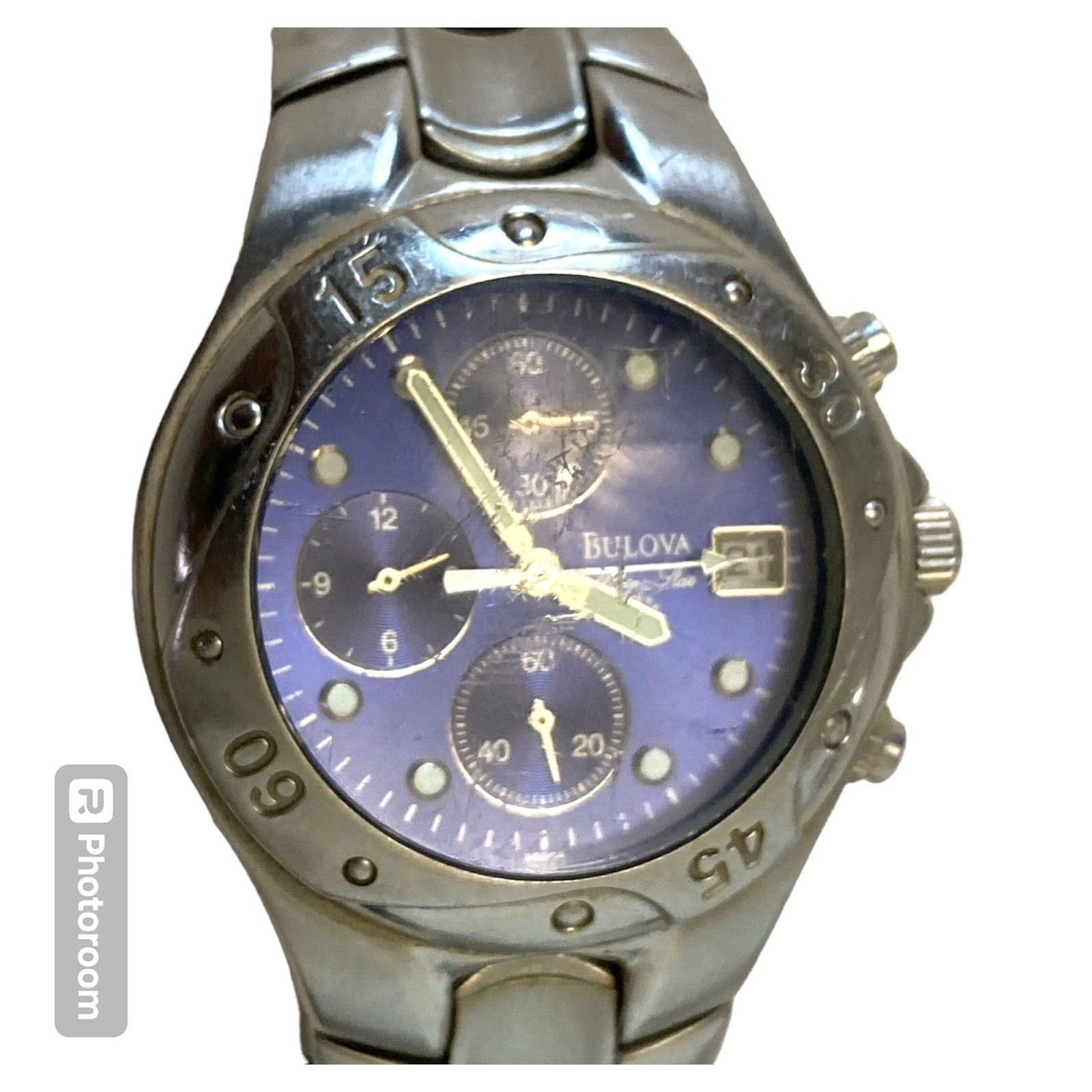 Vintage Men's BULOVA "Marine Star" Blue Face Chronogr… - Gem