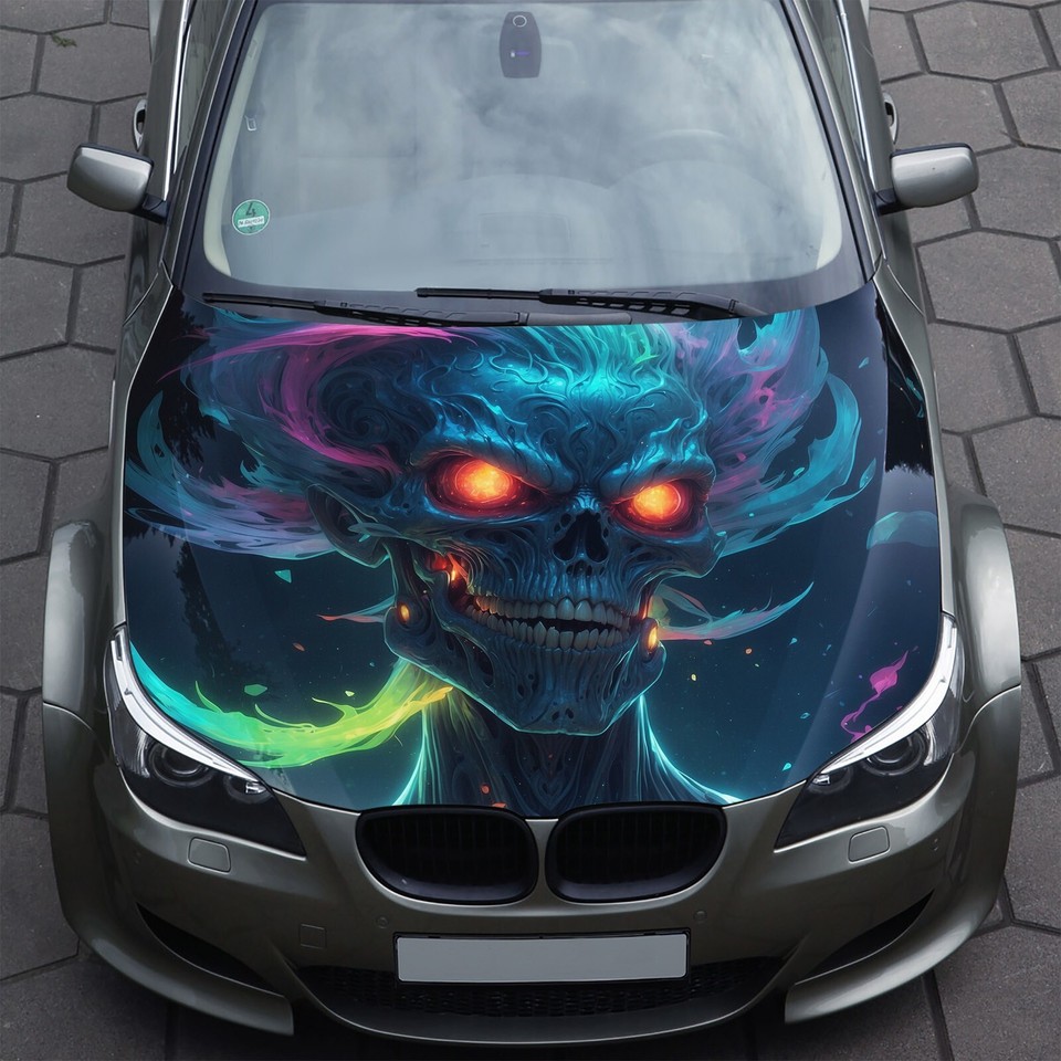 Abstract Skull Car Hood Wrap Decal Vinyl Sticker Colorful Graphic Fit ...