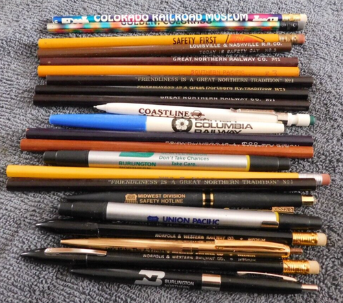 25-375 Lot Vintage Railroad Railway Pencils Pens Great Northern SOO ...