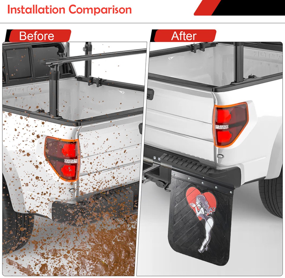 Pair 24 x 24" Mudflap Semi Truck Trailer Heavy Duty Rubber Sitting Lady ...