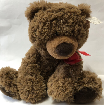 Aurora Bear 15" Coco Bear Brown Stuffed Animal With Red Bow-PB1 | eBay