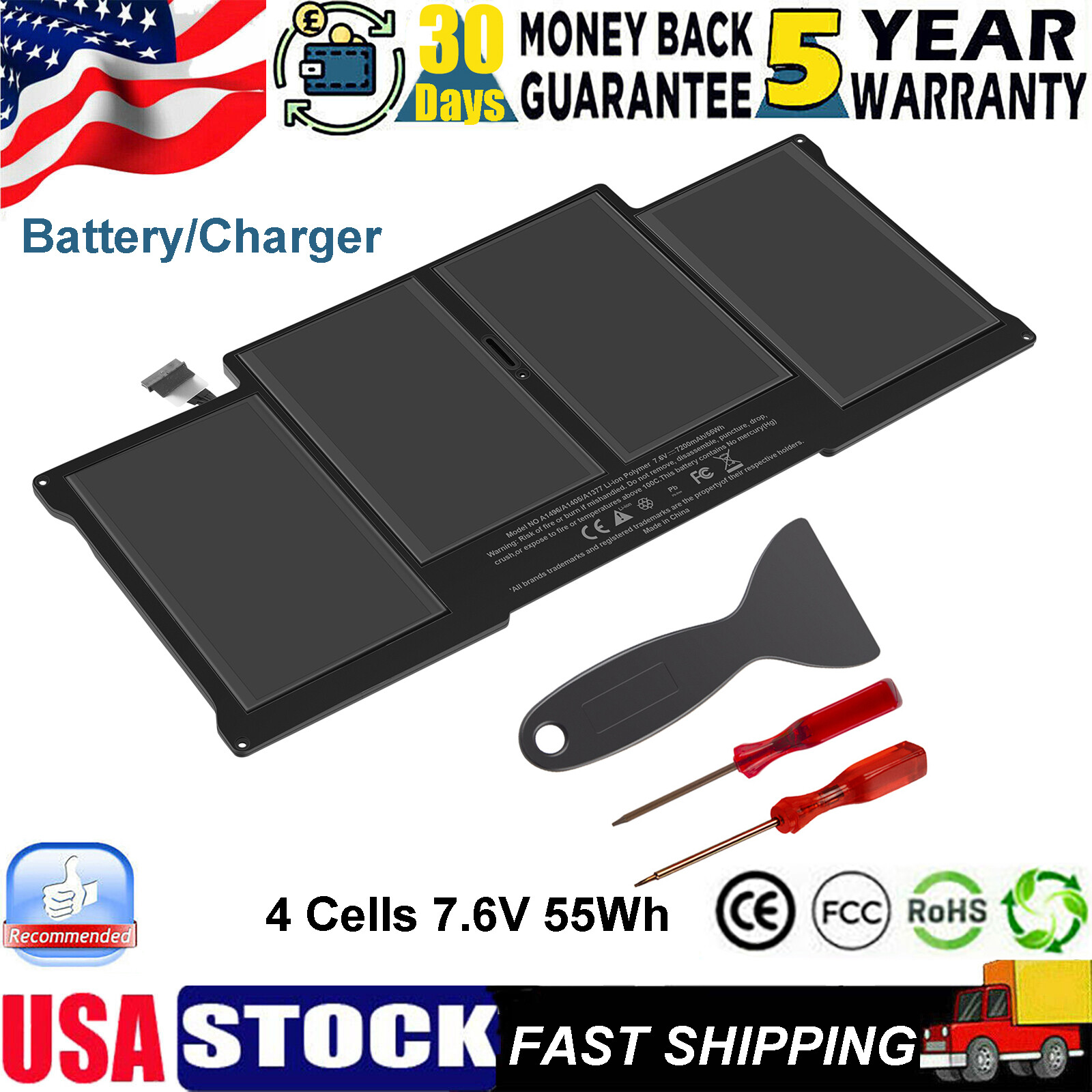 Battery A1466 A1405 For Macbook A1369 Mid 2011 Mid 2012 2013 Early 2014 ...