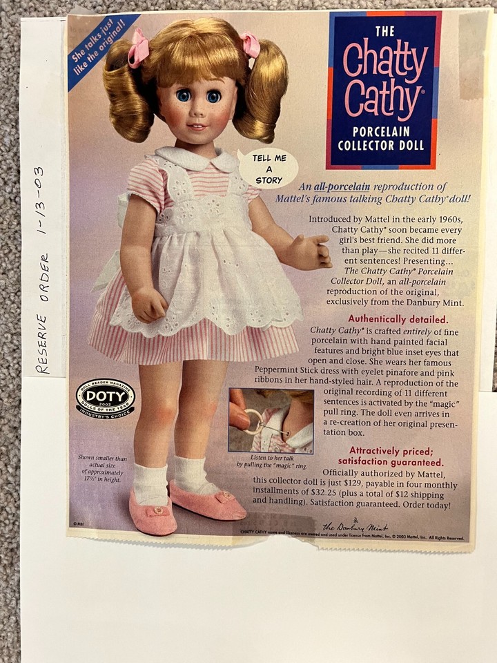 1999 Mattel Chatty Cathy Talking Doll Complete - New in Box | eBay