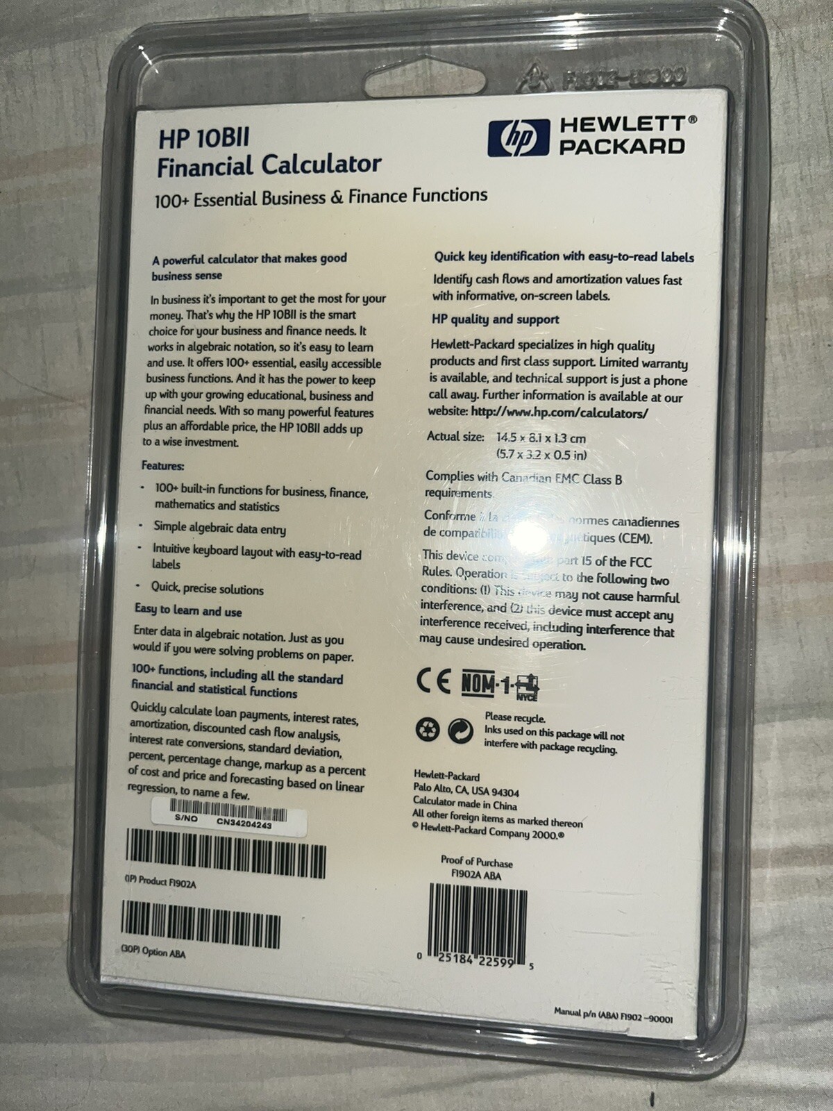 Hewlett Packard HP 10BII Financial Calculator Brand New Factory Sealed ...