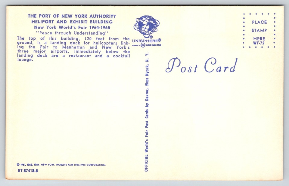 New York World Fair 1964-65~Port Of NY Authority~Heliport~Inset ...