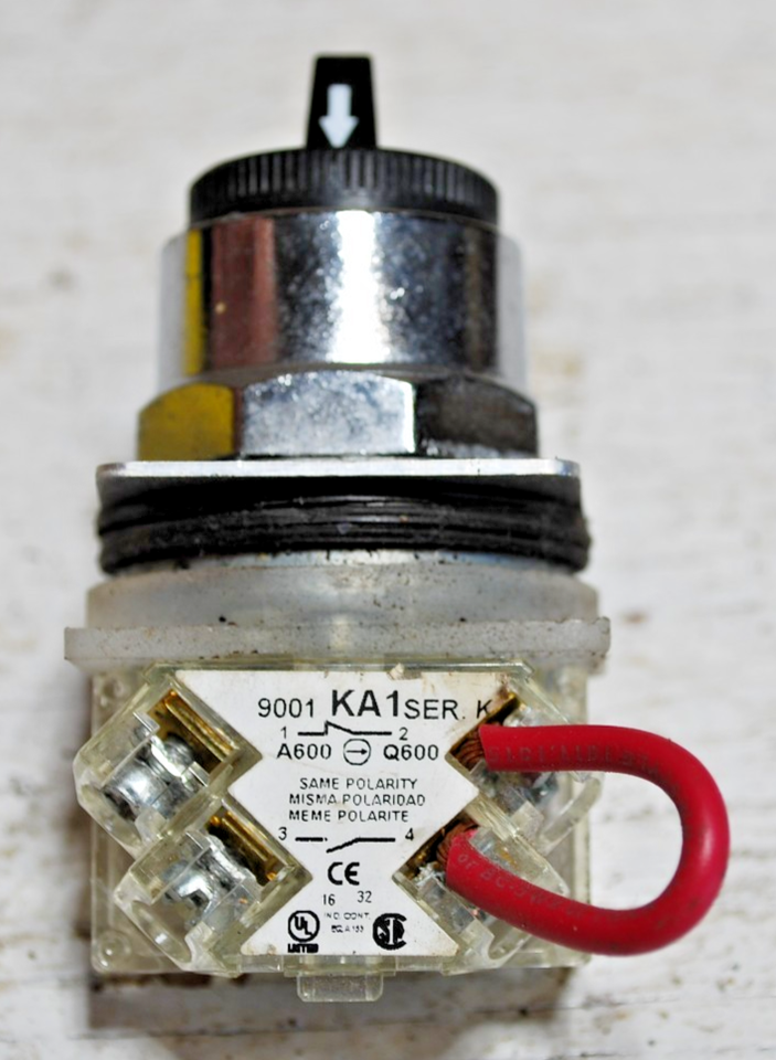 Square D 9001KS43BH13 3 Position HOA Switch w/ legend plate and 9001ka1 ...