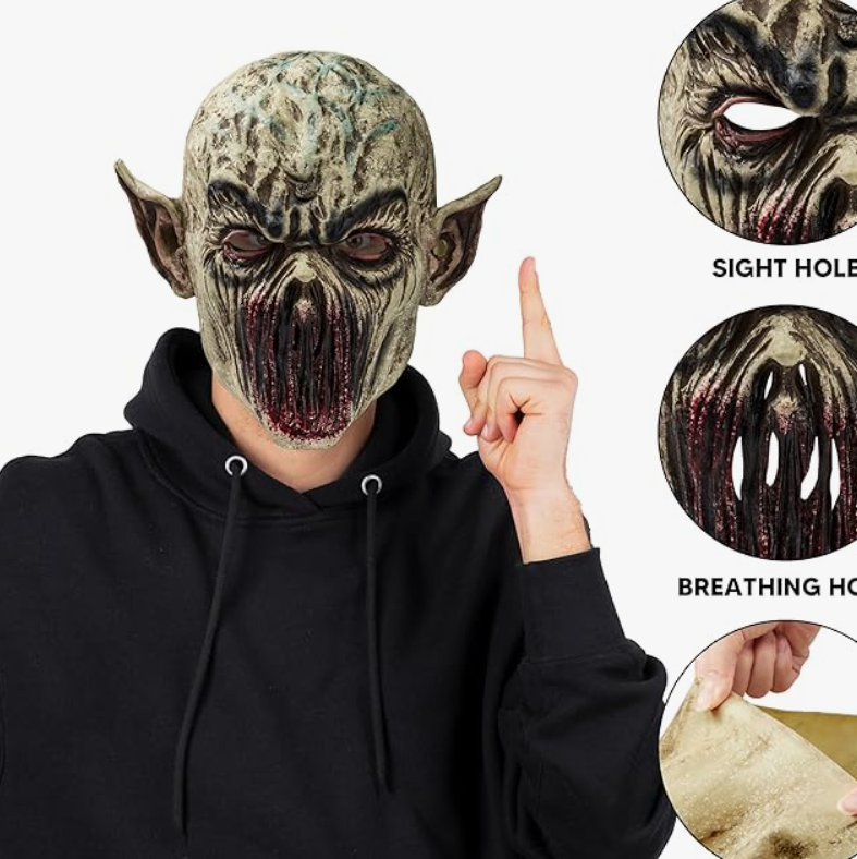 Scary Halloween Zombie Mask, Full Head Horror Alien Ghost Devil Face ...