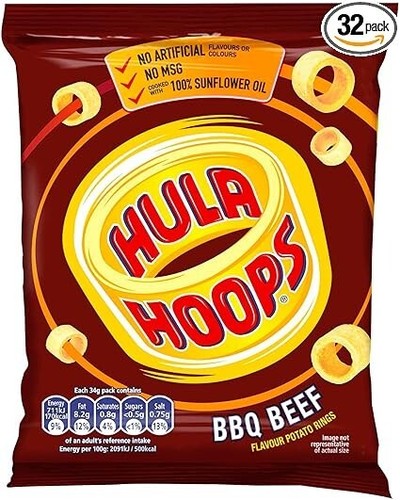 Hula Hoops BBQ Beef Flavour NEW BOX SIZE Box of 32 x 34g BBQ Beef | eBay