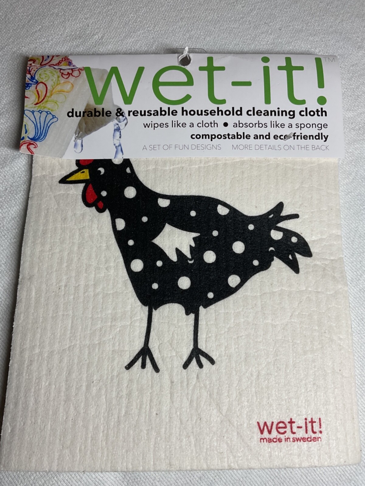 WET IT SWEDISH DISH CLOTHS (3) CHICKEN BLACK WHITE NIP | eBay