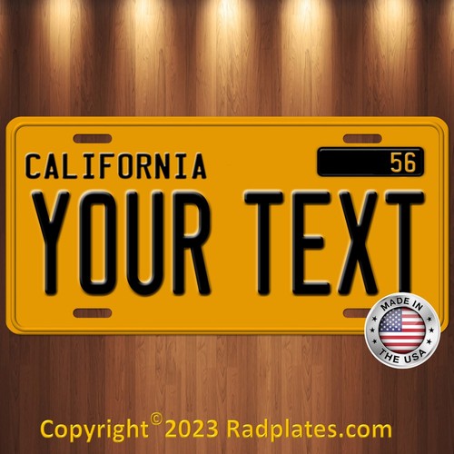 Vintage Replica 1950s yellow Custom California Aluminum License Plate ...