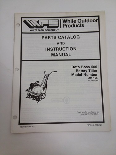 White wfe Roto Boss 500 roto tiller 994-105 parts catalog and ...