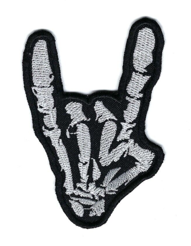 Devil Horns Skeleton Patch | Sign Of Horns Rock On Heavy Metal Biker ...
