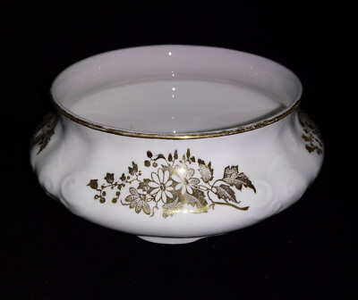 Homer Laughlin Vanity Powder Jar Bowl Trinket Holder Gold Floral ...