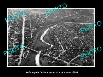 OLD POSTCARD SIZE PHOTO OF INDIANAPOLIS INDIANA AERIAL VIEW OF THE CITY ...