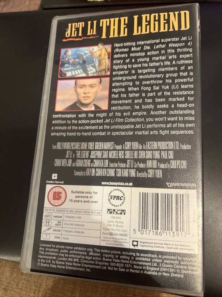 Jet Li The Legend - VHS Tape PAL - Cheapest | eBay UK