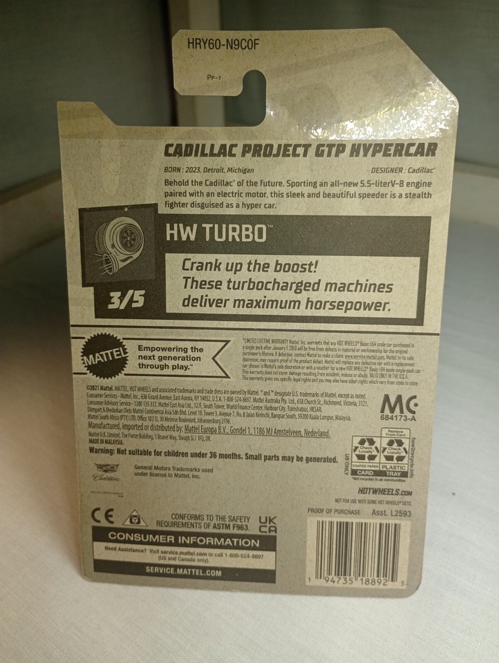 Hot Wheels Cadillac Project GTP Hypercar - Black - 2023 HW Turbo - 1:64 ...
