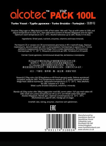 Alcotec Mega Pack 100L Turbo Yeast AND MegaKlar 100L 24hr Finings for 100L | eBay UK