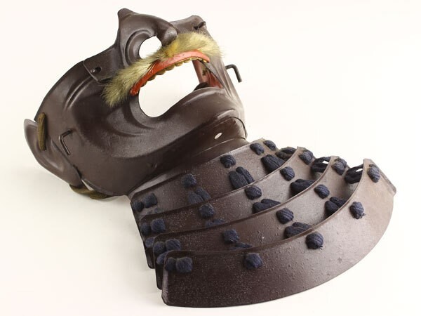 Menpo yoroi Kabuto mask Armor koshirae teppoutai samurai busho iron EDO ...