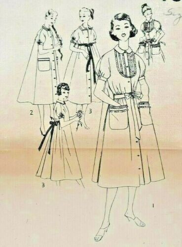 1950s Simplicity Sewing Pattern 1811 Womens Housecoat 3 Styles Sz 13 ...