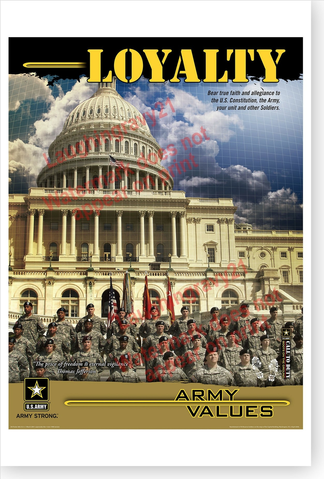 US Army Values LOYALTY Call To Duty 2007 Poster | eBay