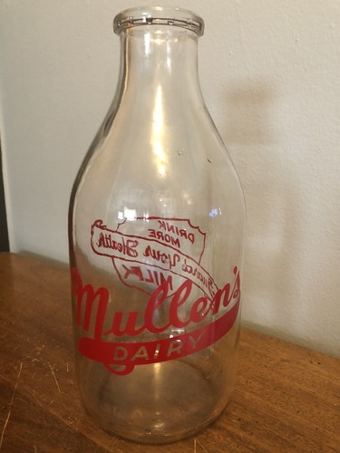 Vintage MULLEN'S Dairy Guard Your Health Half Gallon Glass Milk Bottle ...