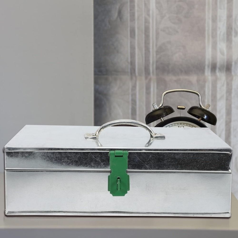 Sliver Rectangle Metal Fireproof Document Box Safe Storage Box Outdoor ...